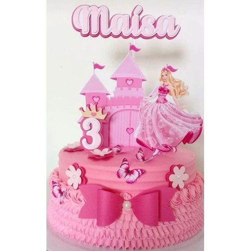 Topo de bolo Barbie Castelo | Shopee Brasil