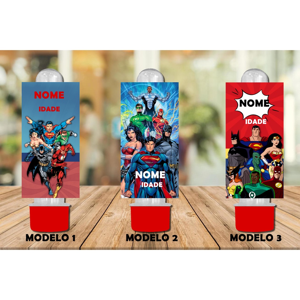 36 Adesivos Etiqueta para Tubete 8x4 cm Liga da Justiça Personalizado ...