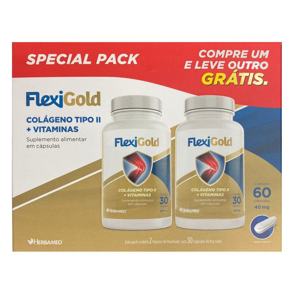 Flexigold Colágeno Tipo 2 - Kit 60 Cápsulas De Vitaminas Herbamed ...