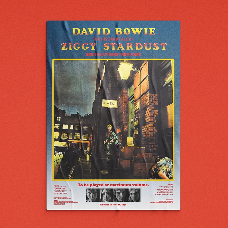 Poster David Bowie - The Rise and Fall of Ziggy Stardust and the Spiders from Mars / Tamanho A3 ...