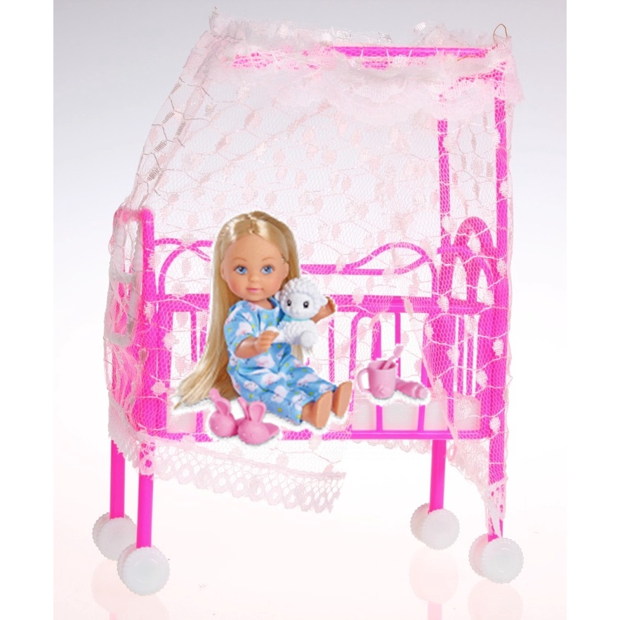 Kit Boneca Bebê Da Barbie Irmã Filha Com Bercinho Berço Cama Caminha ...