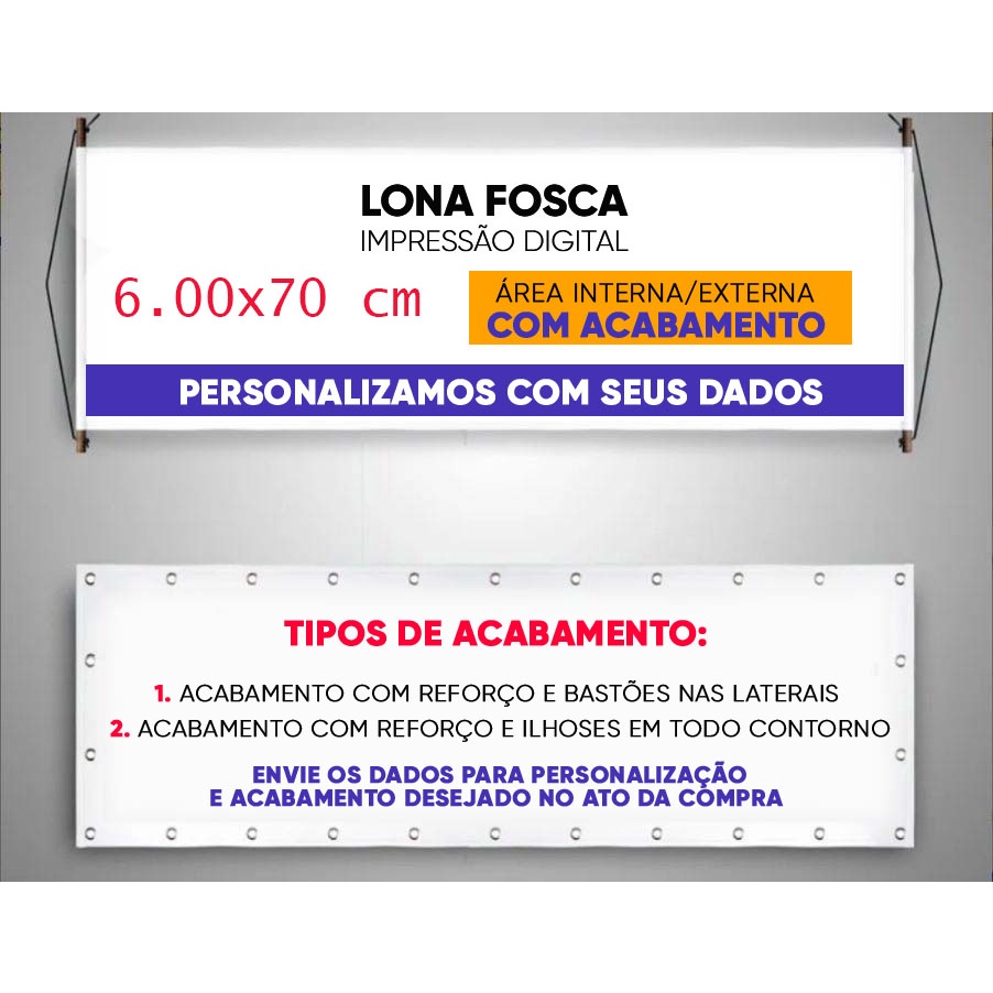 Banner Comercial Faixa Lona 6x70cm | Shopee Brasil