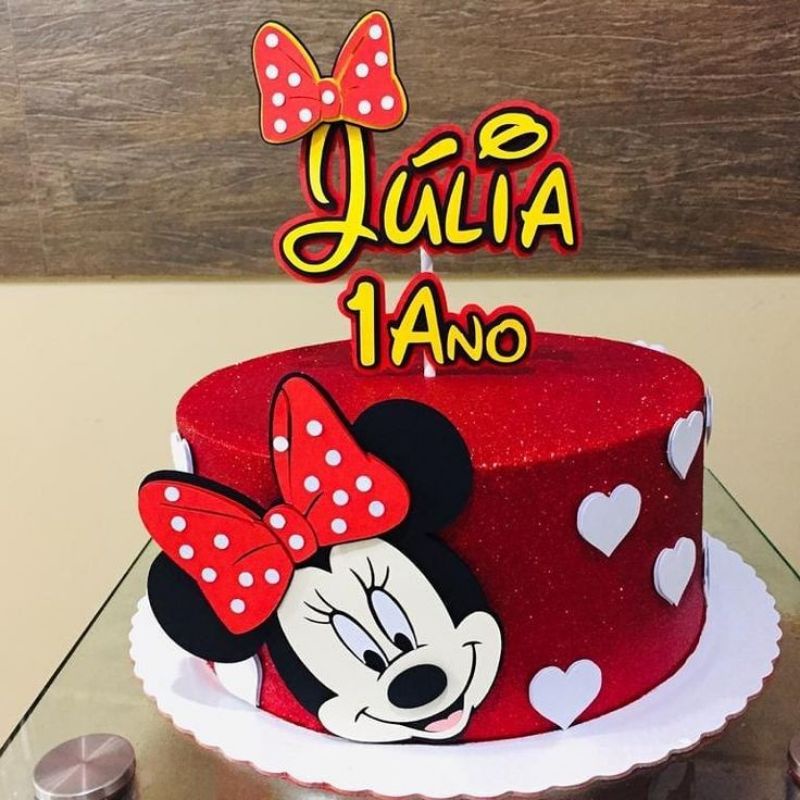 Topo Topper de Bolo Minnie Personalizado | Shopee Brasil