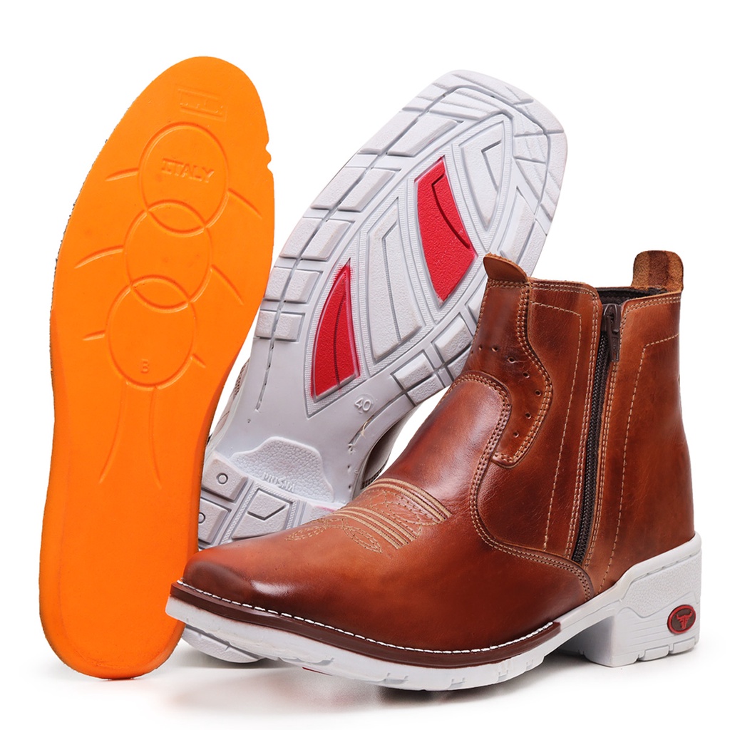 Botina de Couro Legítimo De Roça Serviço E Passeio Unissex | Shopee Brasil