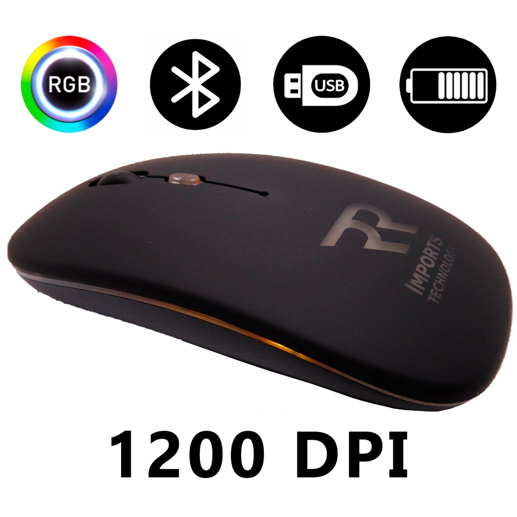 Mouse Sem Fio Recarregável Wireless Led Gamer E-1300 RR Imports - Faz a ...