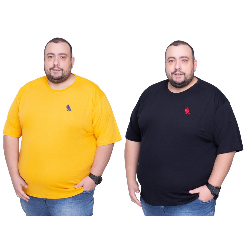KIT 2 Camiseta Básica Extra Grande masculino G1 G2 G3 plus size | Shopee Brasil