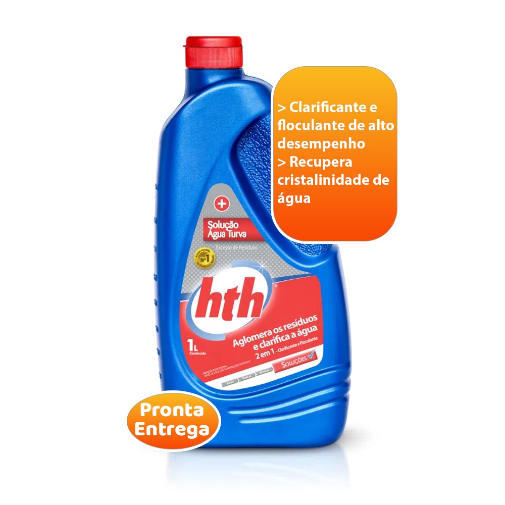 Solução Água Turva Hth Para Piscinas Clarificante e Floculante 1 Litro ...