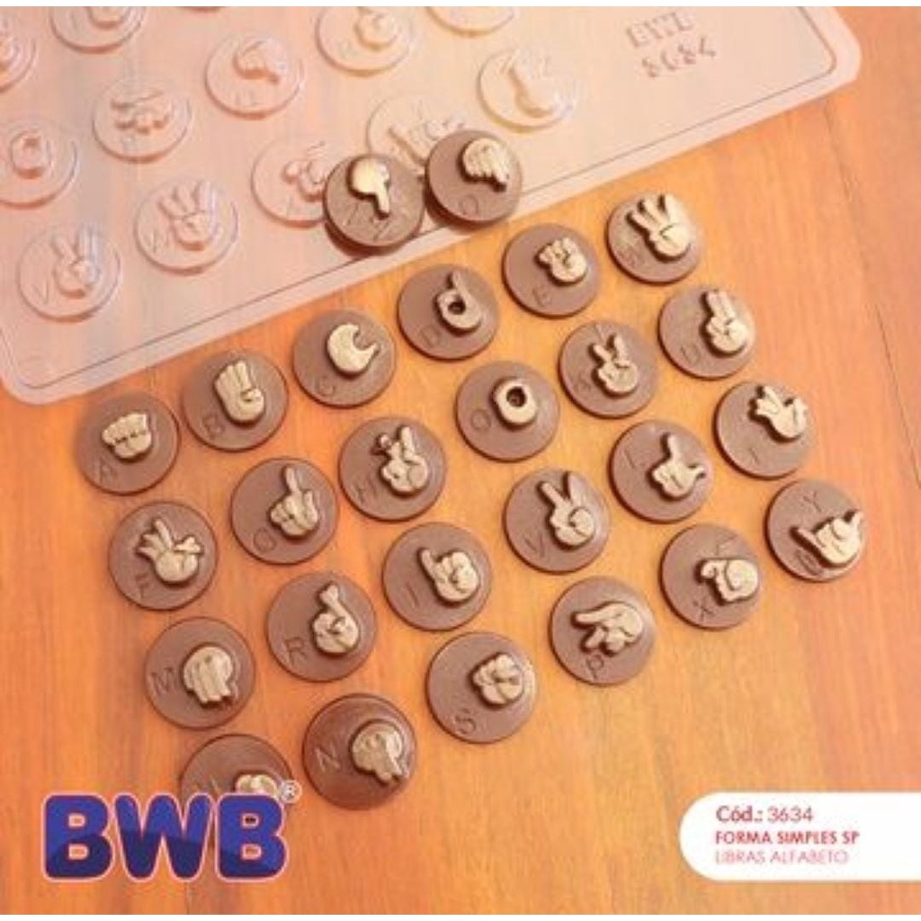 Kit 2 Formas Acetato Chocolate Alfabeto Simbolos Libras | Shopee Brasil