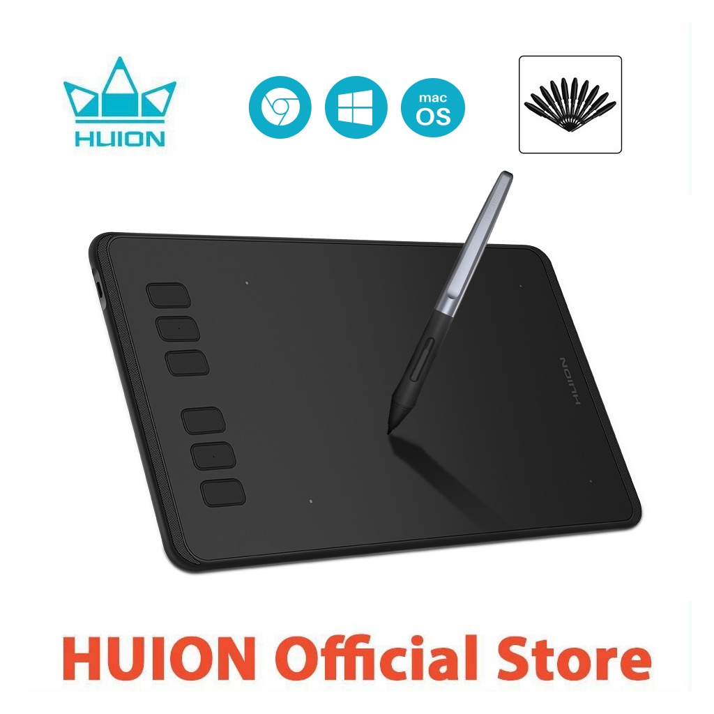 Huion H640P Graphics Desenho Tablet Stylus com 6 teclas expressas ...