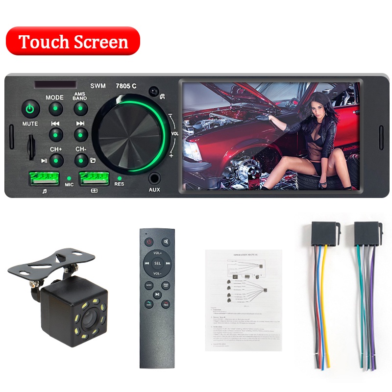 Central Multimídia Automotivo 1 Din MP5 Com Tela De Toque 4.1 Polegadas Bluetooth USB/AUX/TF ...