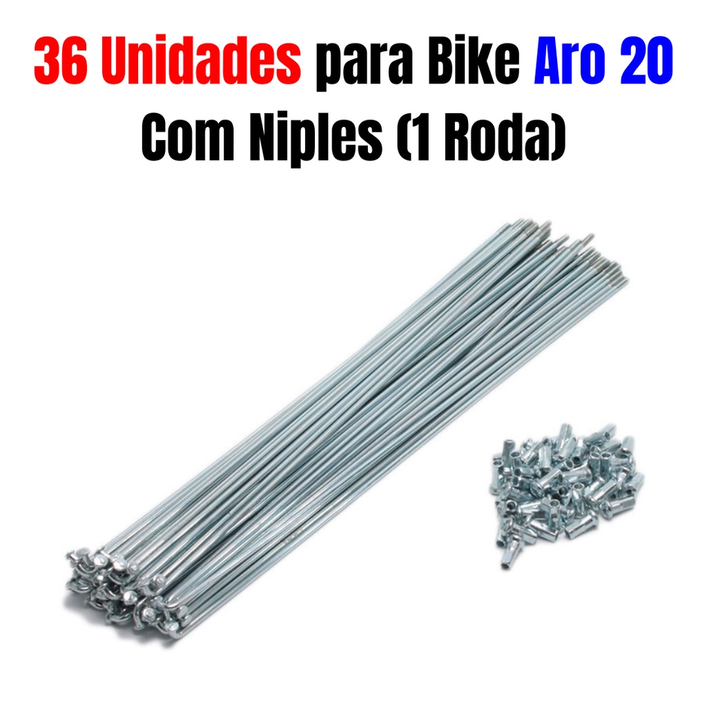 Raios de Bicicleta Fino Aro 16, 20, 24, 26, 26X1 1/2 , 27 (CROMADO) com Niples | Shopee Brasil
