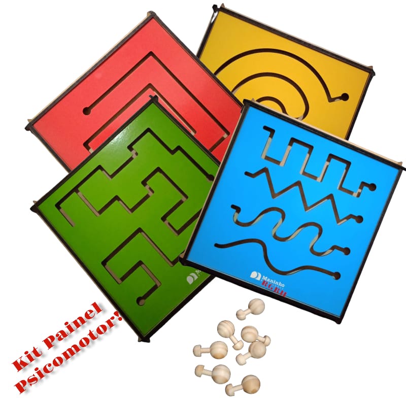 Brinquedo Pedagógico Educativo Em Madeira Linha Vazada Kit 04 Paineis Psicomotores Premium ...