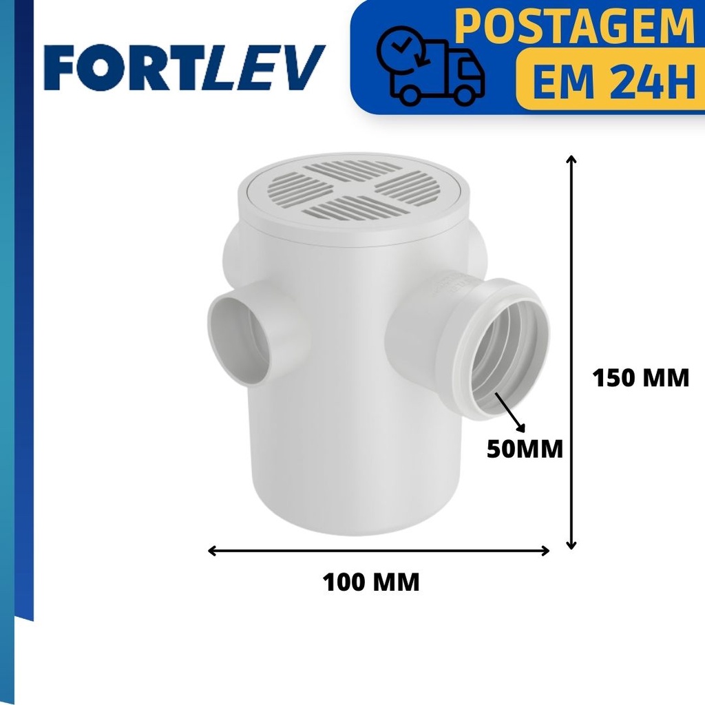 Caixa Sifonada Ralo Redondo 100 X 150 X 50 - Fortlev | Shopee Brasil