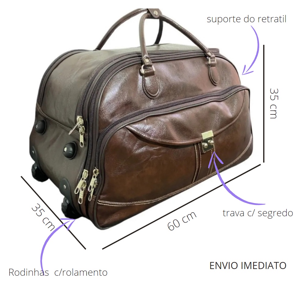 Mala Bolsa de Viagem Couro Sintético | Shopee Brasil