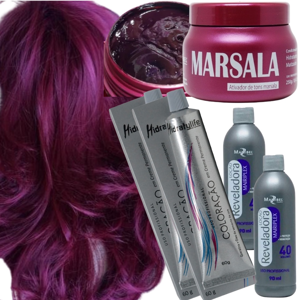 Kit Para Pintar O Cabelo Marsala 2 Tinta 66.26 + 1 Matizador Marsala ...