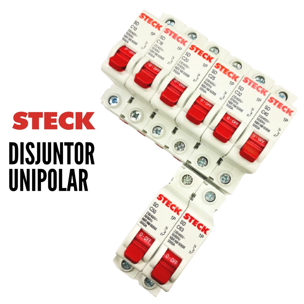 Disjuntor Steck Unipolar Monopolar Curva C 10a, 16a, 20a, 25a, 32a, 40a, 50a, 63a | Shopee Brasil