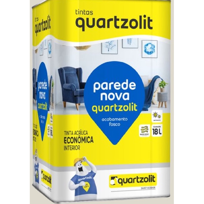 Tinta Acrílica 18l QUARTZOLIT cor branco NEVE para áreas internas ...