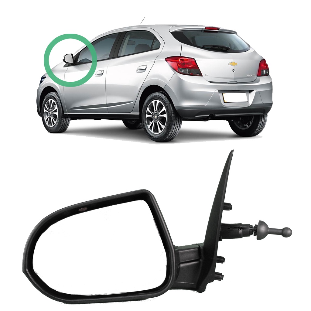 Retrovisor Chevrolet Onix Prisma 2013 2014 2015 2016 2017 Com Controle Manual - Lado Esquerdo ...