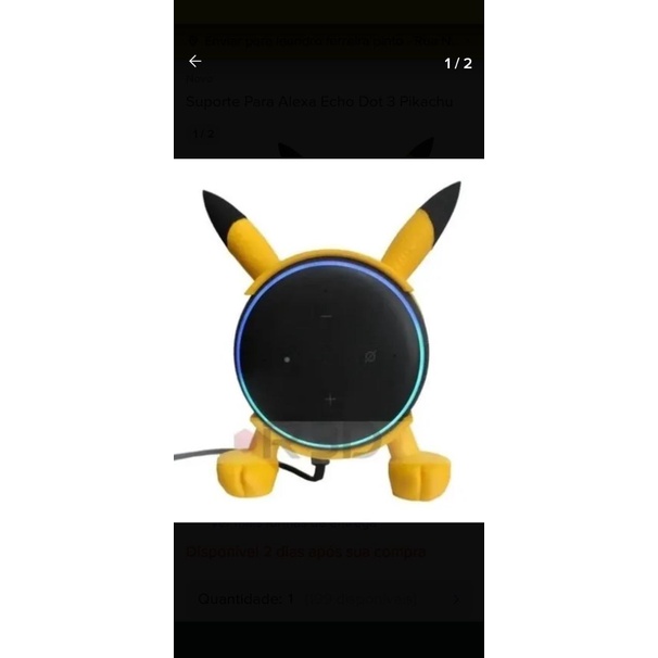Suporte para Echo Dot 3ª e 4ª Geração Modelo Pikachu - Tomada / Alexa ...