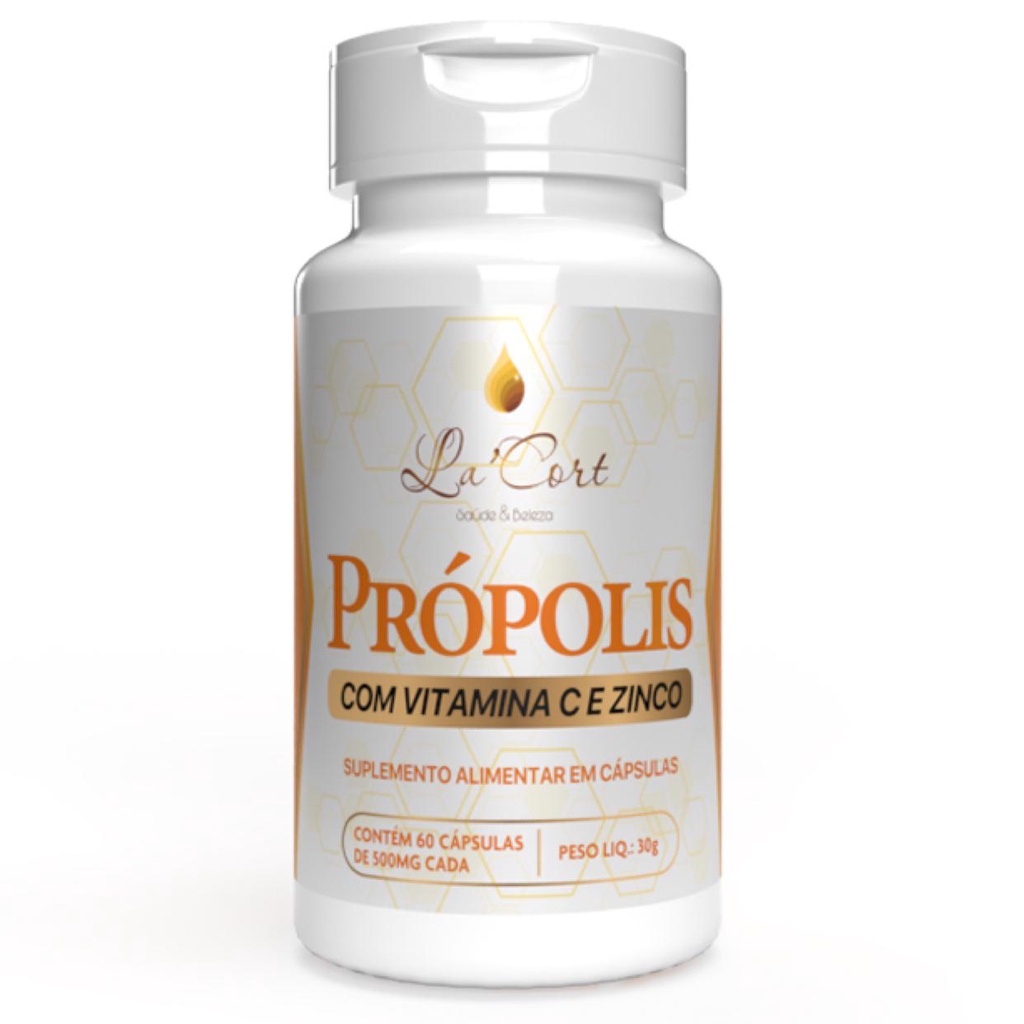 EXTRATO DE PRÓPOLIS COM VITAMINA C e ZINCO LA'CORT - 60 cápsulas de ...