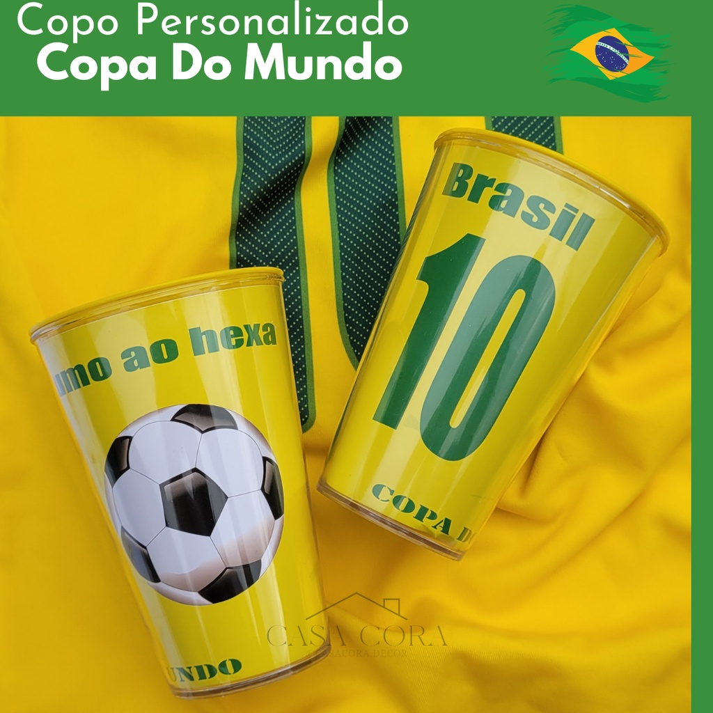 Copo Duplo Da Copa do Mundo Amarelo Personalizado 350ml Copo do Brasil ...