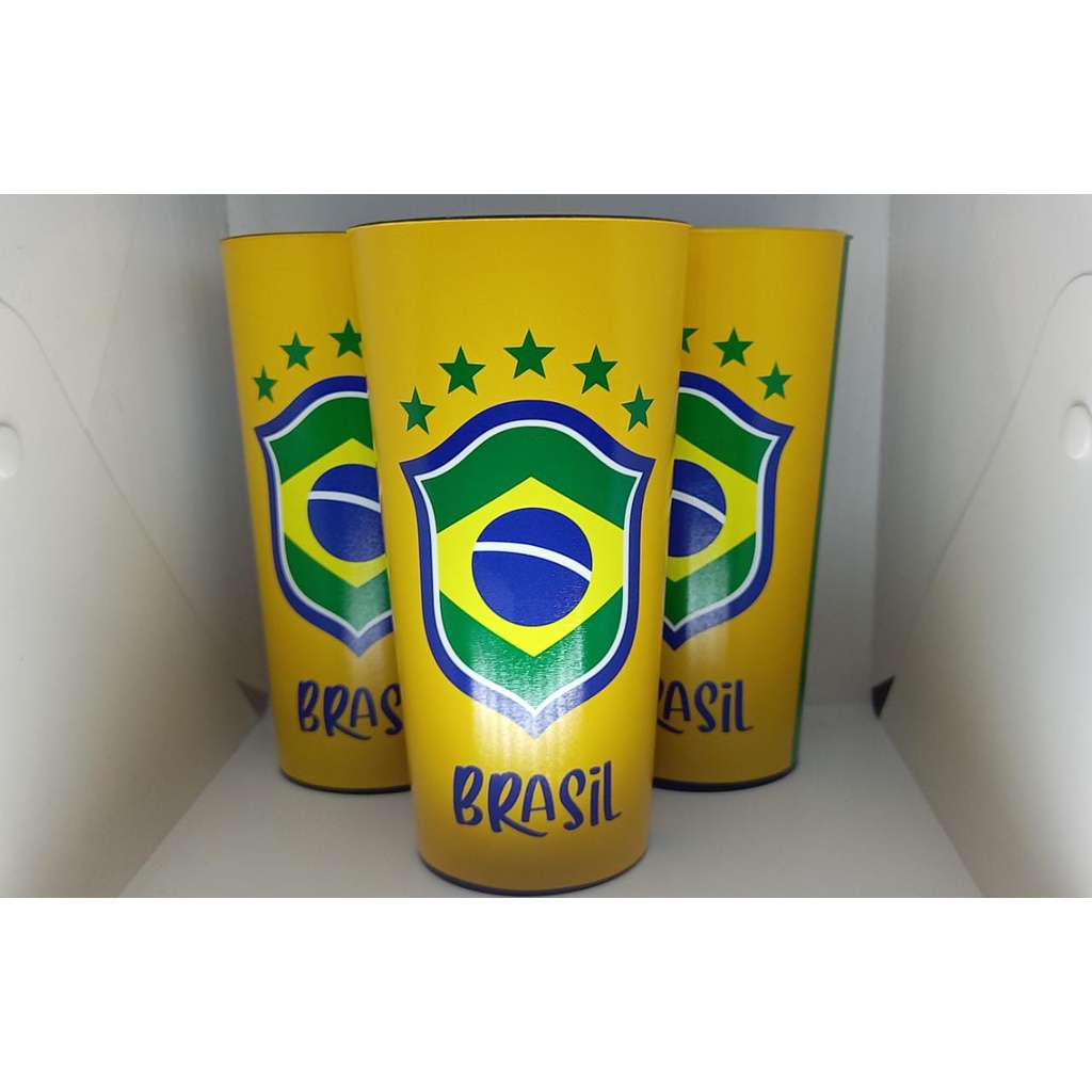 Copo Do Brasil Copa Do Mundo 2022 Kit Com 3 Unidades 350ML | Shopee Brasil