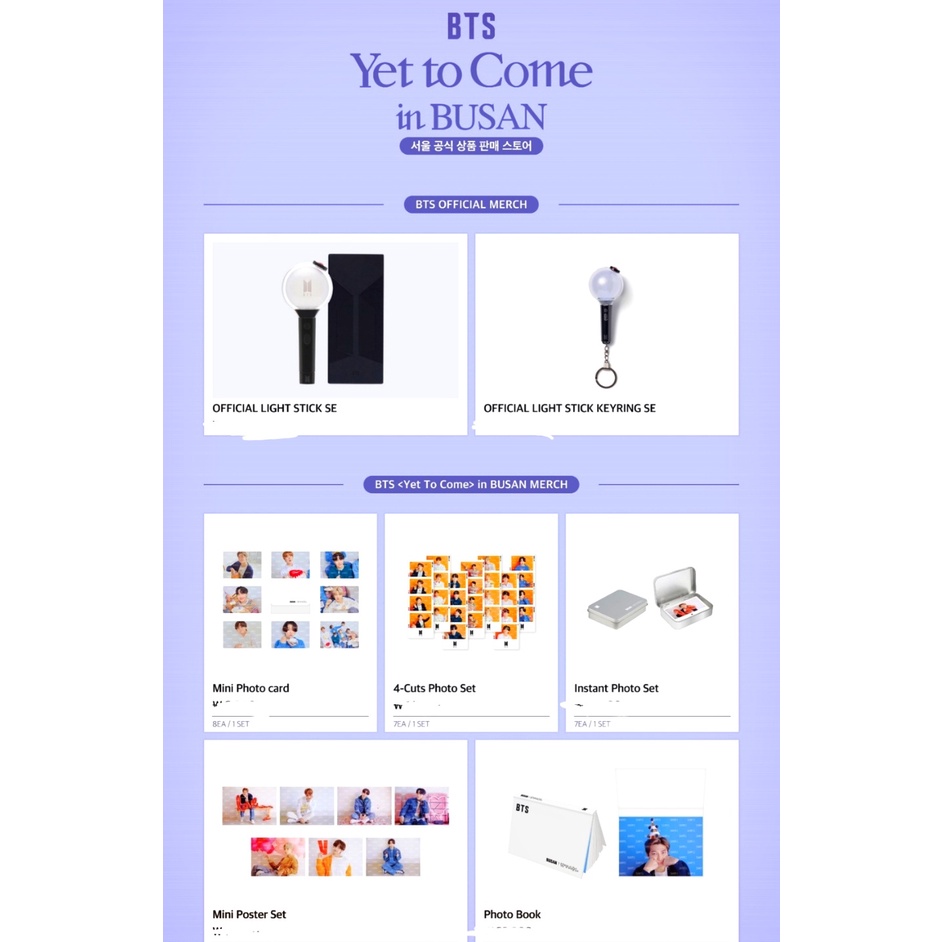 [BTS] : YET TO COME Busan MD Official | Shopee Brasil