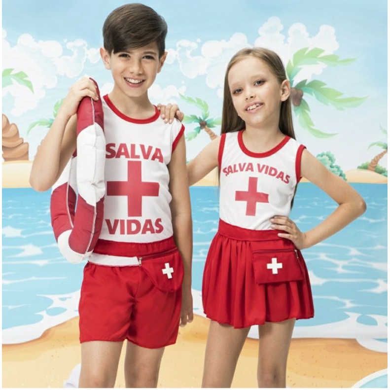 Fantasia Barata infantil Salva Vidas Menina Menino Festa Halloween Dia ...