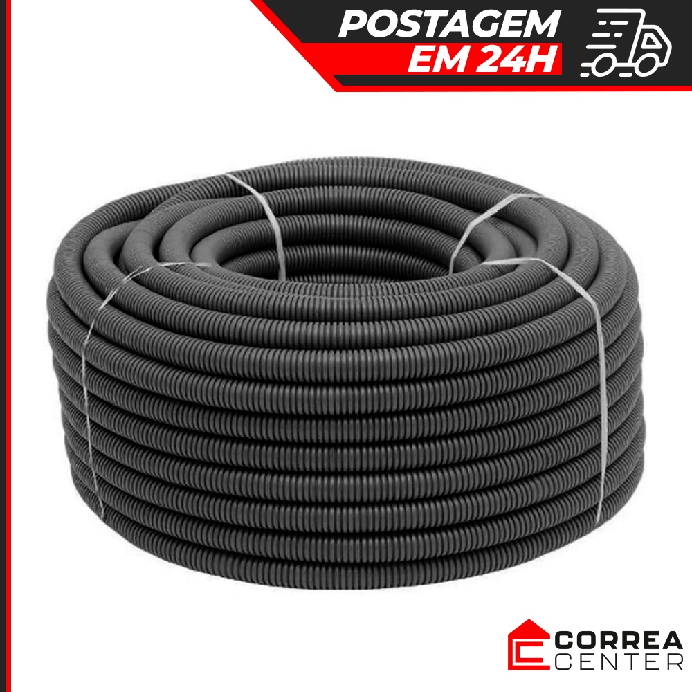 Conduite Eletroduto Corrugado 3/4 25mm Flexível Reforçado Cinza Rolo 50 ...
