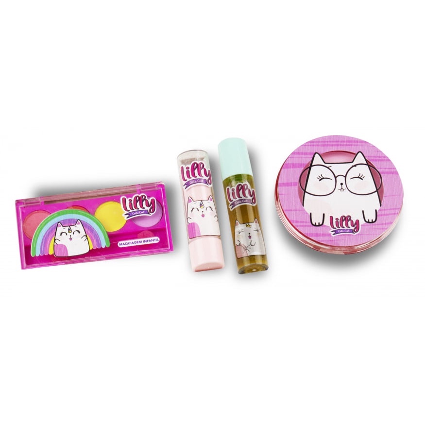 Kit Maquiagem Infantil 4 itens Lilly Cute Cat LLC0018 | Shopee Brasil