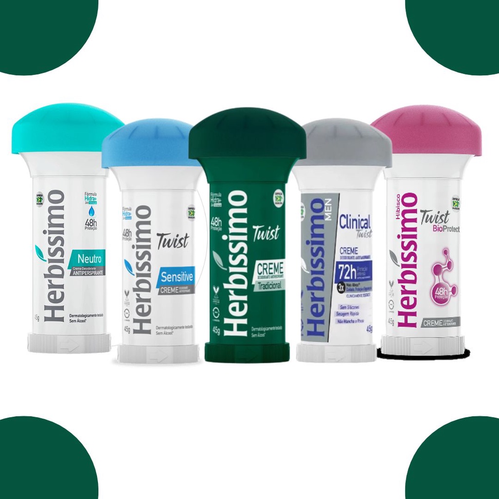Desodorante Herbissimo Twist Antitranspirante 45G tipos | Shopee Brasil