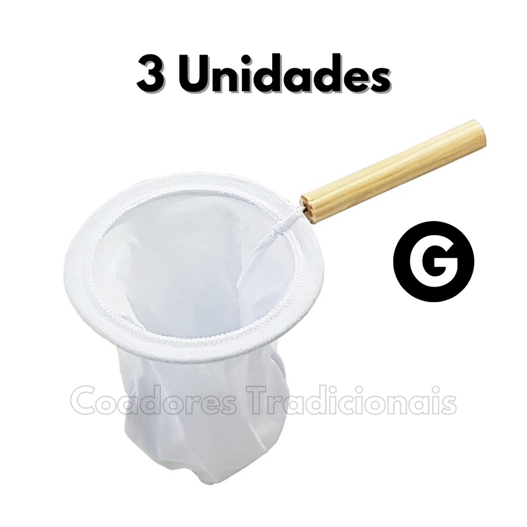 Coador de Café de Pano Grande com Cabo de Madeira Reutilizável e ...