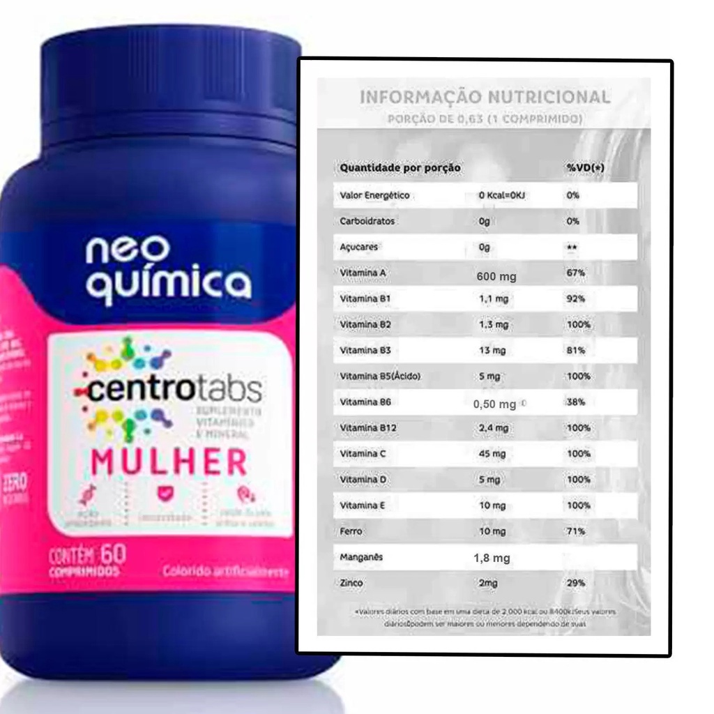 Vitamina Centrotabs Neo Química Mulher - 60 Comprimidos - Faz a Boa!