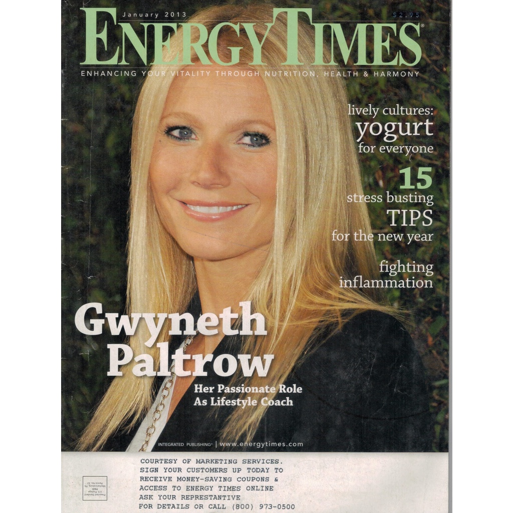 REVISTA ENERGY TIMES, DE JANEIRO 2013, COM GWYNETH PALTROW NA CAPA ...