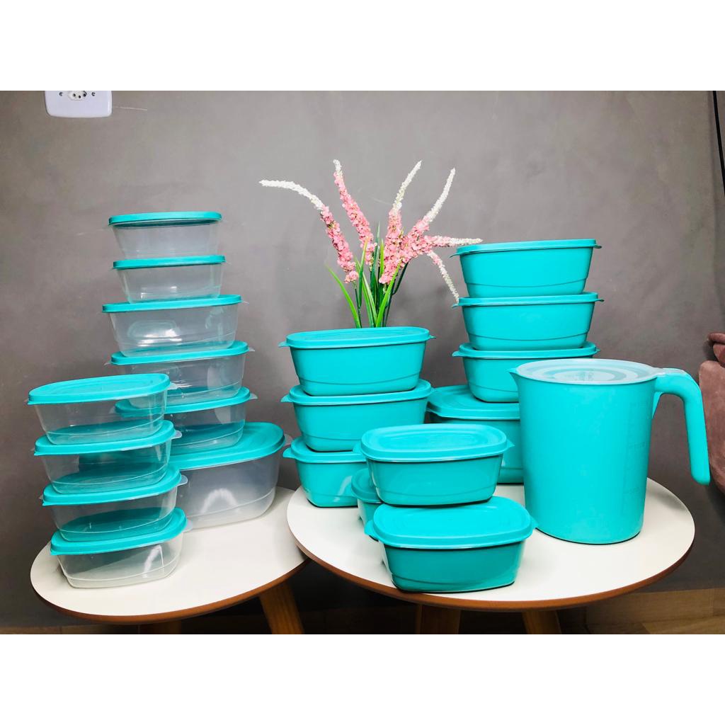 kit potes hermeticos 20 potes + jarra 1,800ml bpa free | Shopee Brasil