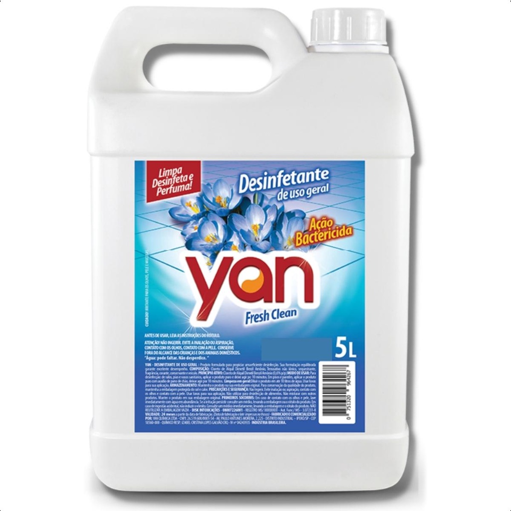 Desinfetante Fresh Clean Yan Limpa Desinfeta e Perfuma 5 Litros ...