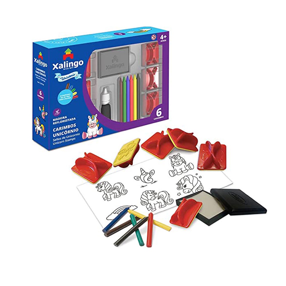 Carimbo Pedagógico Unicórnio com 6 Peças Xalingo Multicor | Shopee Brasil