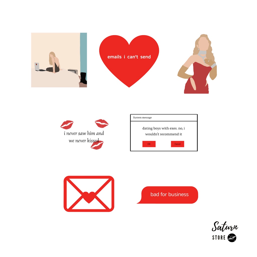 Kit de stickers/adesivos Sabrina Carpenter - emails i can't send ...