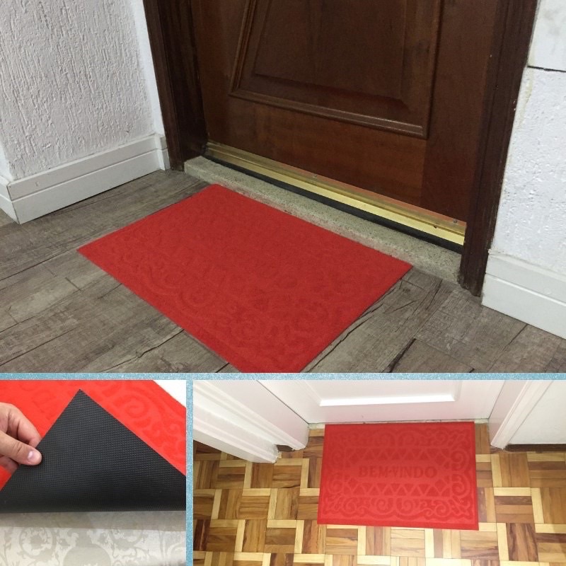 Ref:12-3A) Tapete Bem Vindo Capacho 50X80cm de camuça e com ...