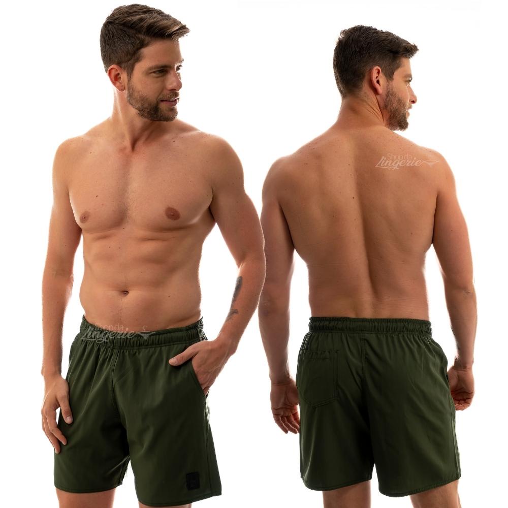 Bermuda Tactel Masculina Plus Size Resistente a Agua Basica Com Bolso e ...