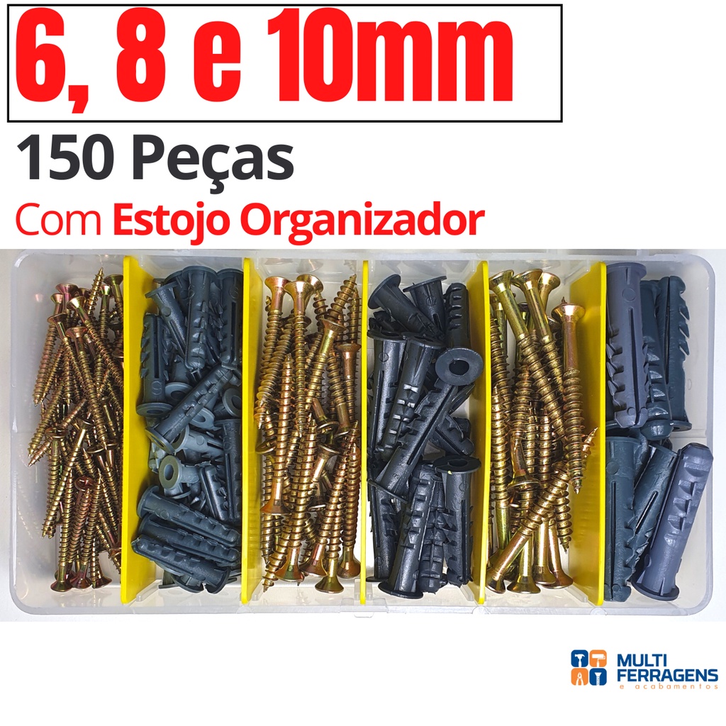 Kit Buchas E Parafusos Com Organizador Kit Parafuso 6 8 10 Com Bucha