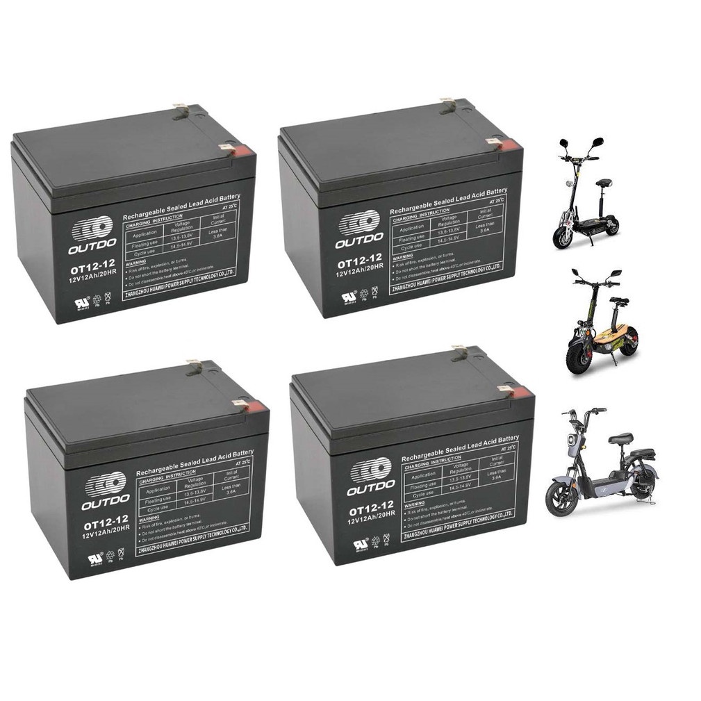 Kit 4 Baterias VRLA AGM 12v 12ah HUAWEI Patinete Eletrico Bicicleta ...