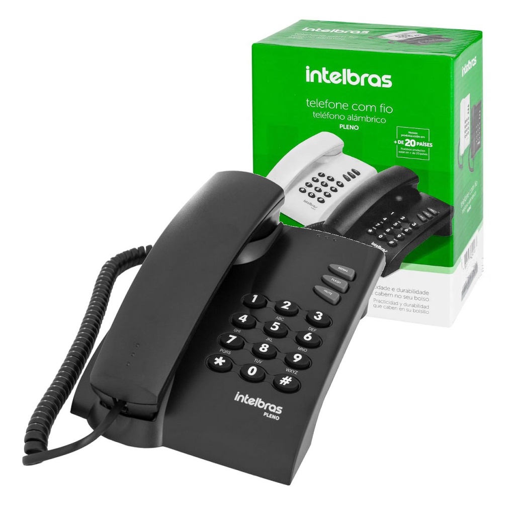 Telefone Fixo Intelbras Pleno Preto Novo | Shopee Brasil