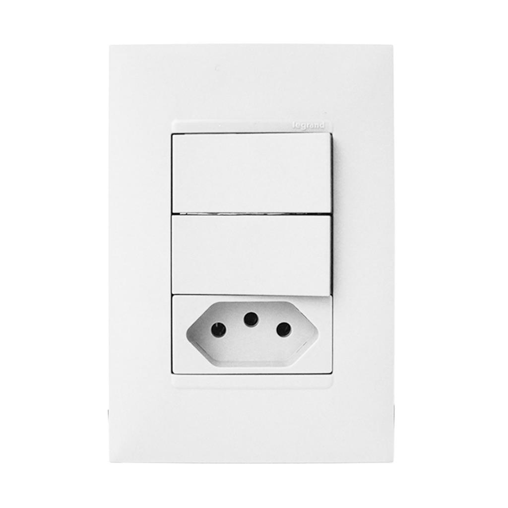 CJ DUPLO SIMPLES + TOMADA 20A 4X2 - PIAL PLUS + BRANCO | Shopee Brasil