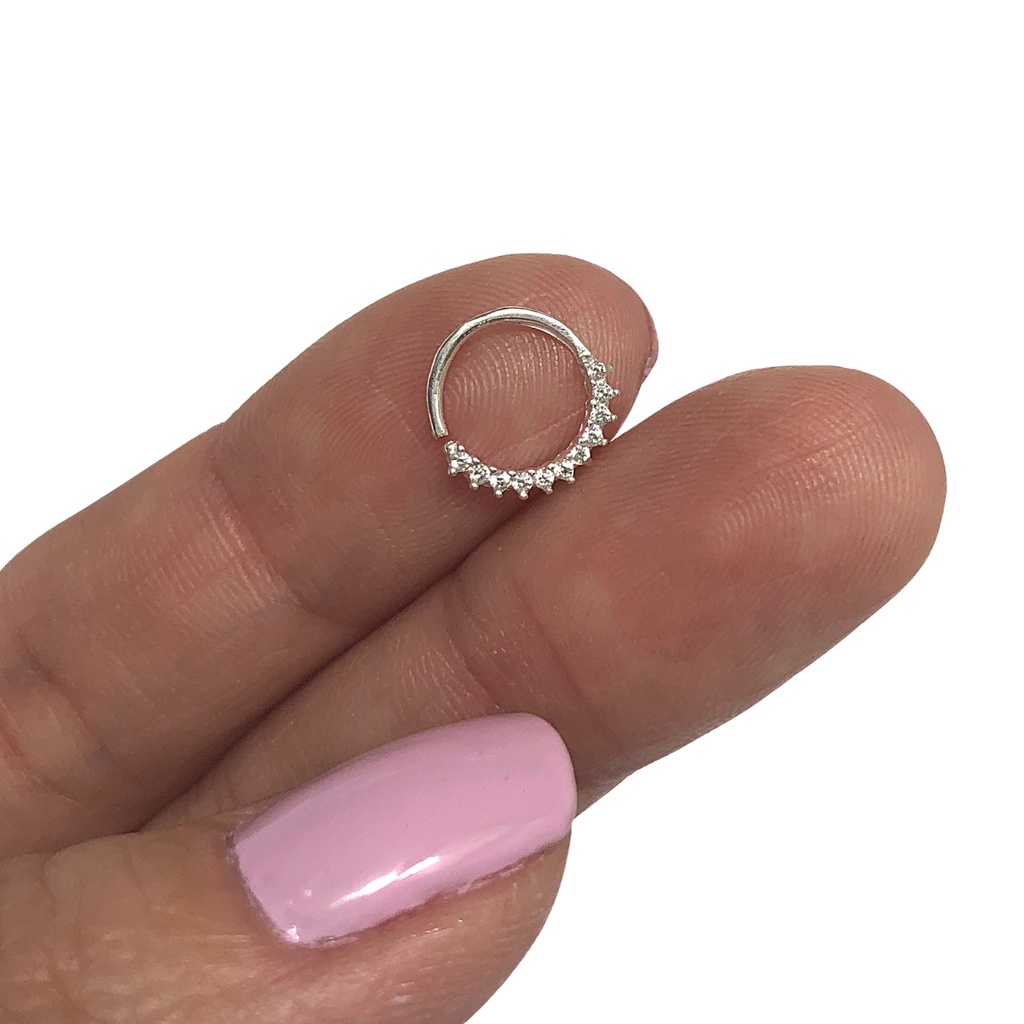Piercing Daith Argola Cravejada 8mm Prata 925 | Shopee Brasil