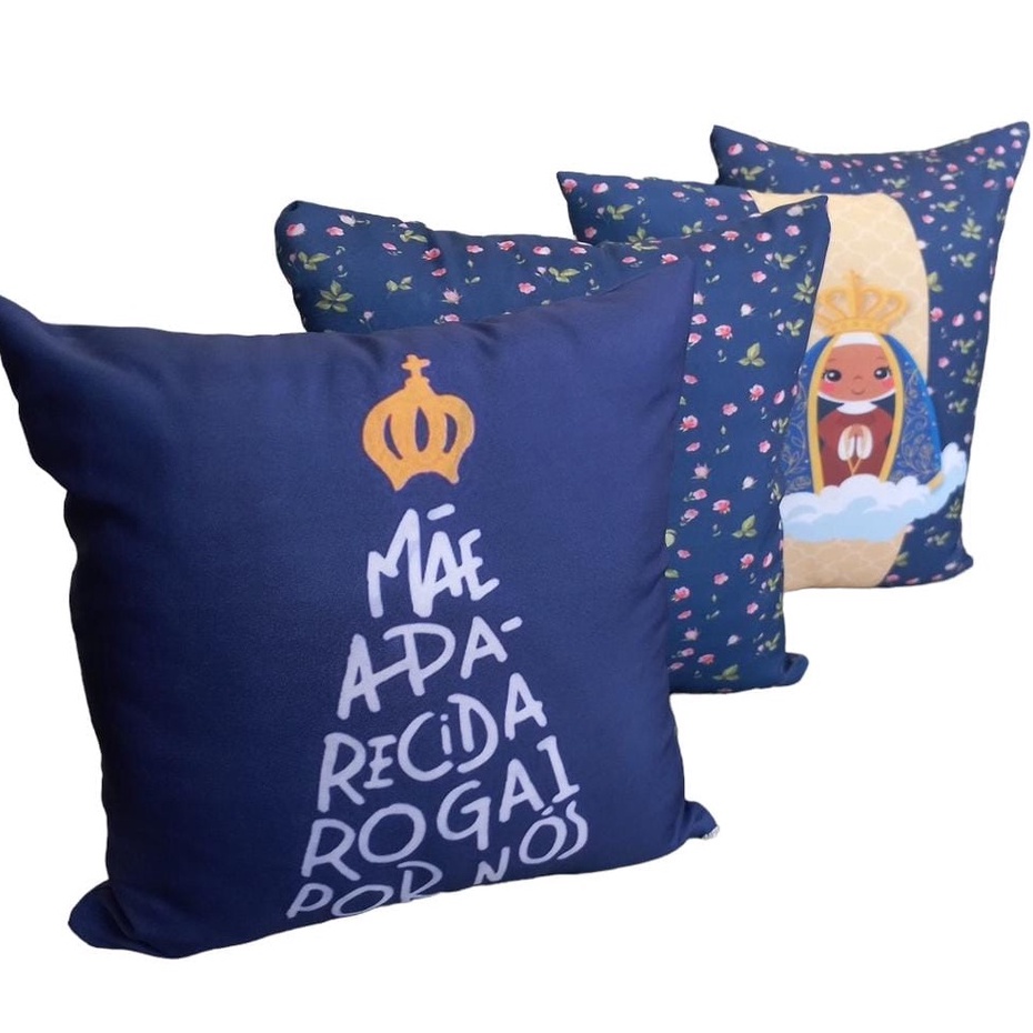 KIT COM 04 CAPAS DE ALMOFADAS PERSONALIZADAS NOSSA SENHORA APARECIDA ...