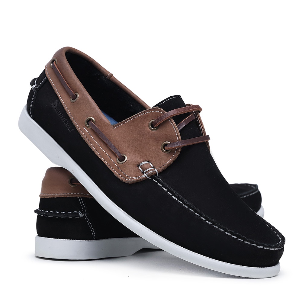 Sapatenis Mocassim Masculino 606 em Couro Costurado Estilo Samello ...