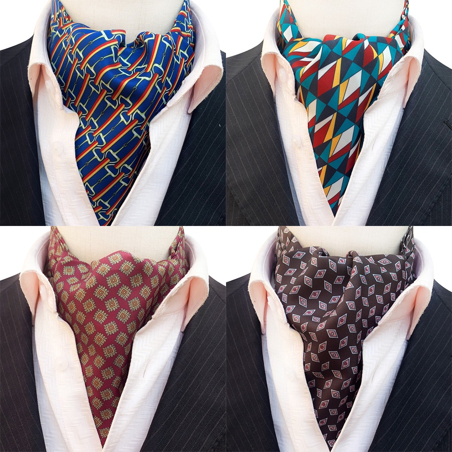 Homens Vintage Formal Cravat Tie Silk Polka Dot Floral Plaid & Checks ...