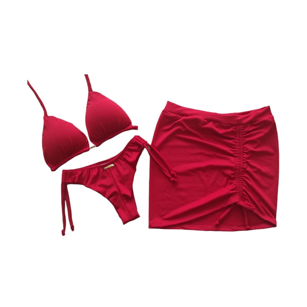 Conjunto De Biquini Asa Delta Saia De Praia Franzida Kit Shopee Brasil