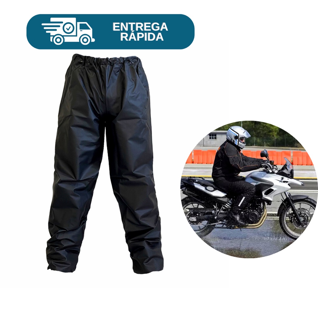 Calça De Pvc Preto Impermeável Para Chuva Motoqueiro Motoboy Proteção ...